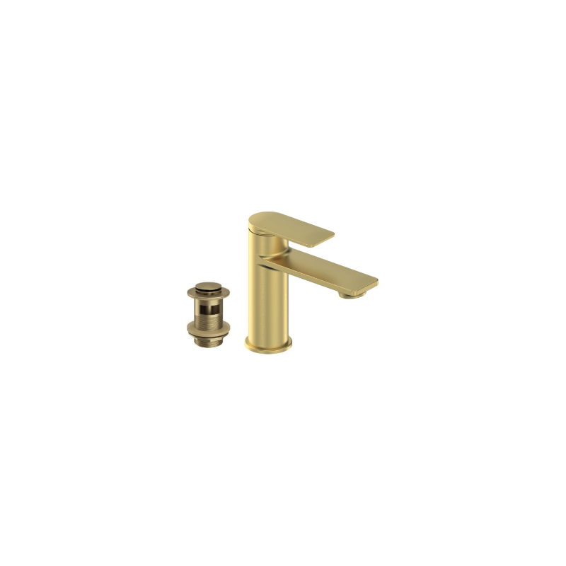 Risca Brushed Brass Mono Mixer Tap + Waste