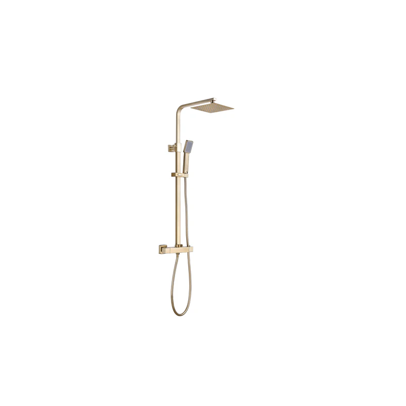 Plumb essential dual exposed Brushed brass shower Square