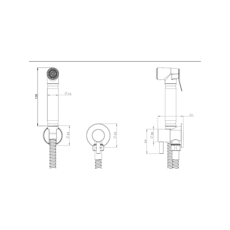 Round Black Douche kit with diverter