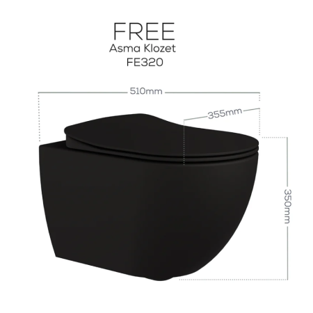 Creavit Free Wall Hung WC Matte Black Matt black | Laporsa