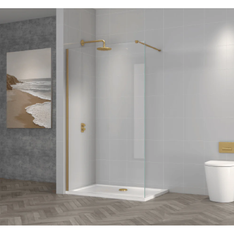 Brushed Brass 1000×1950×8mm Wetroom Panel | Walk-In Shower Screen