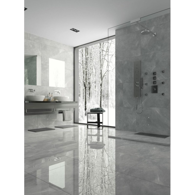 Pulpis Grey 60x60 Polished Porcelain Tile | Marble-Effect Tile | Laporsa